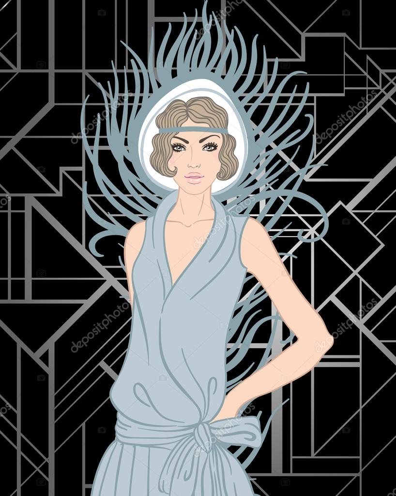 Flapper girl: Retro party invitation design. Stock Vector Image by ©vgorbash #37528593