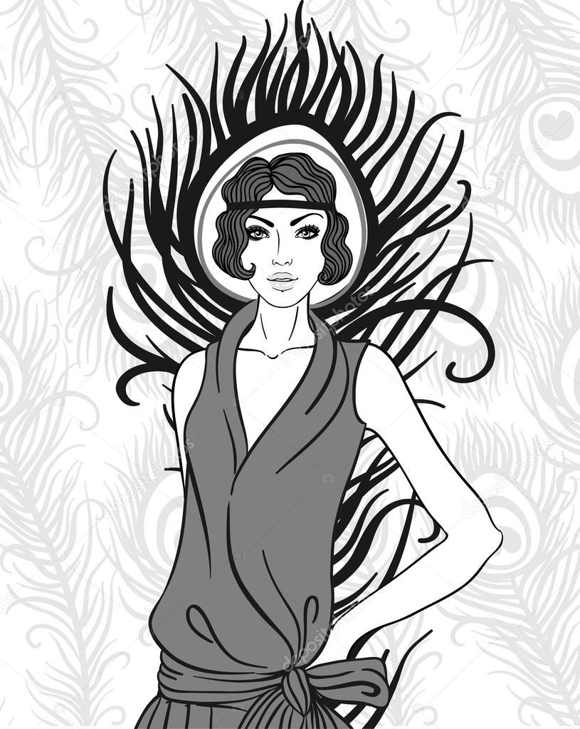 Flapper girl: Retro party invitation design. Stock Vector Image by ...