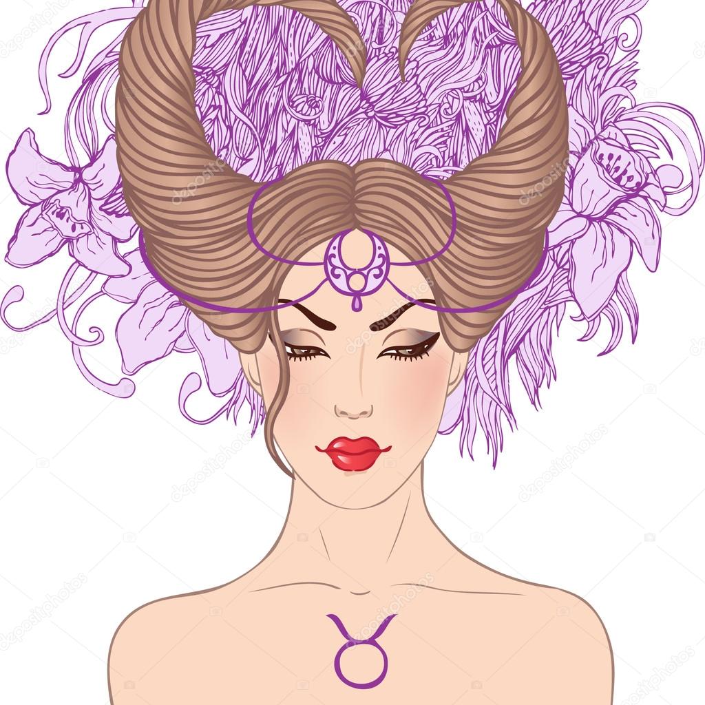 Taurus Astrological Sign As A Beautiful Girl — Stock Vector © Vgorbash