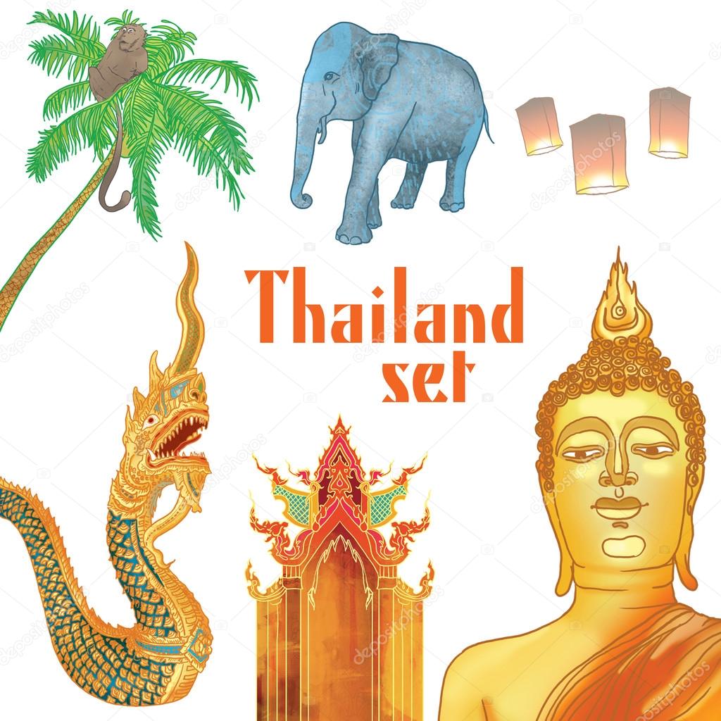 Oriental set of Thailand design elements Stock Photo by ©vgorbash 40838977