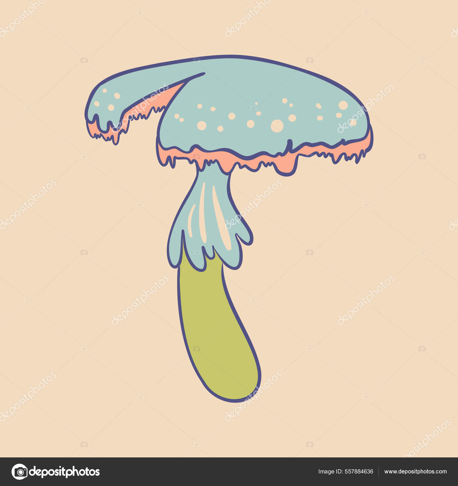 Magic Mushroom Psychedelic Hallucination Vector Illustration Pastel ...