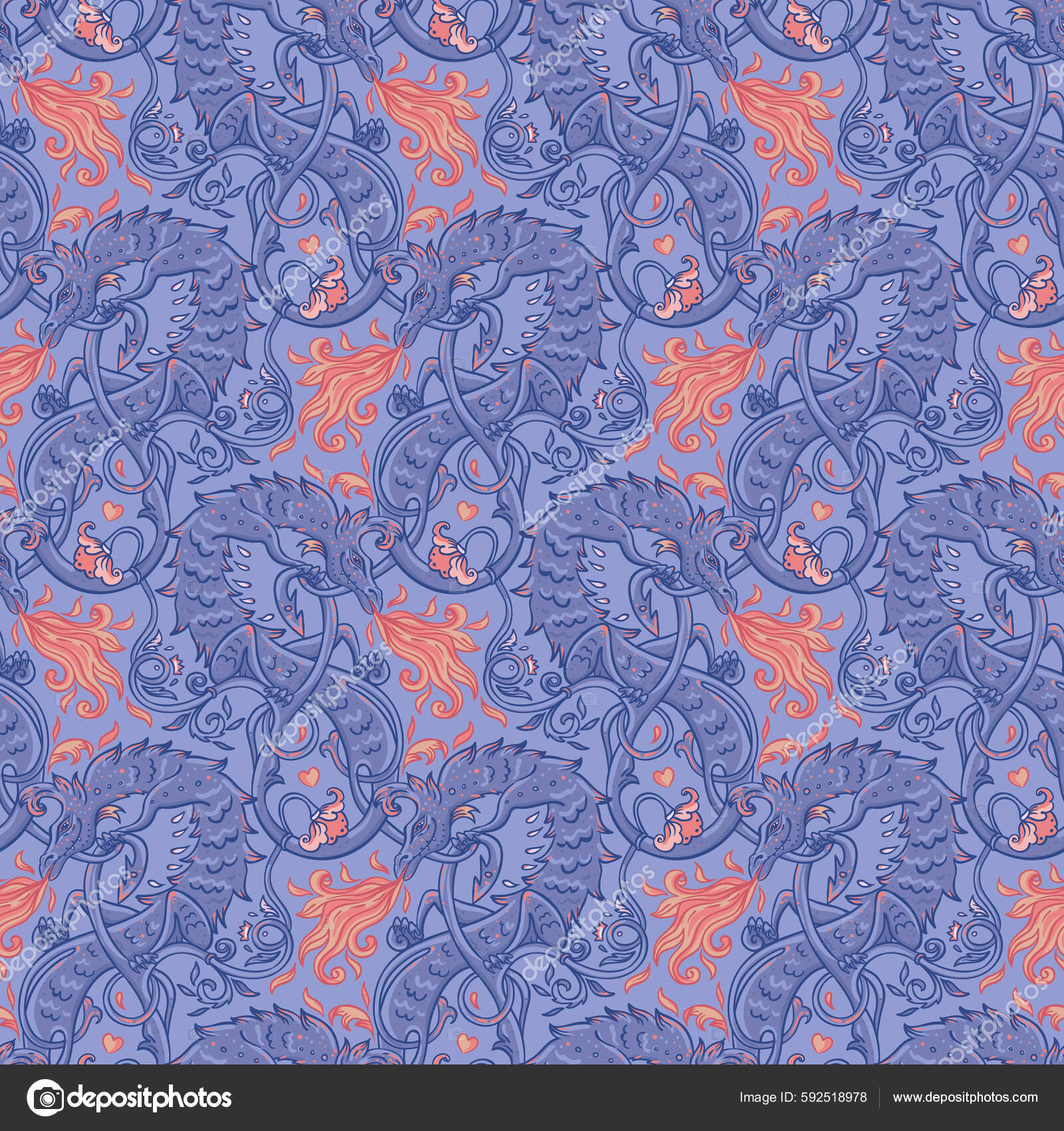 Mythological Magic Beast Basilisk Legendary Bizarre Creature Seamless ...