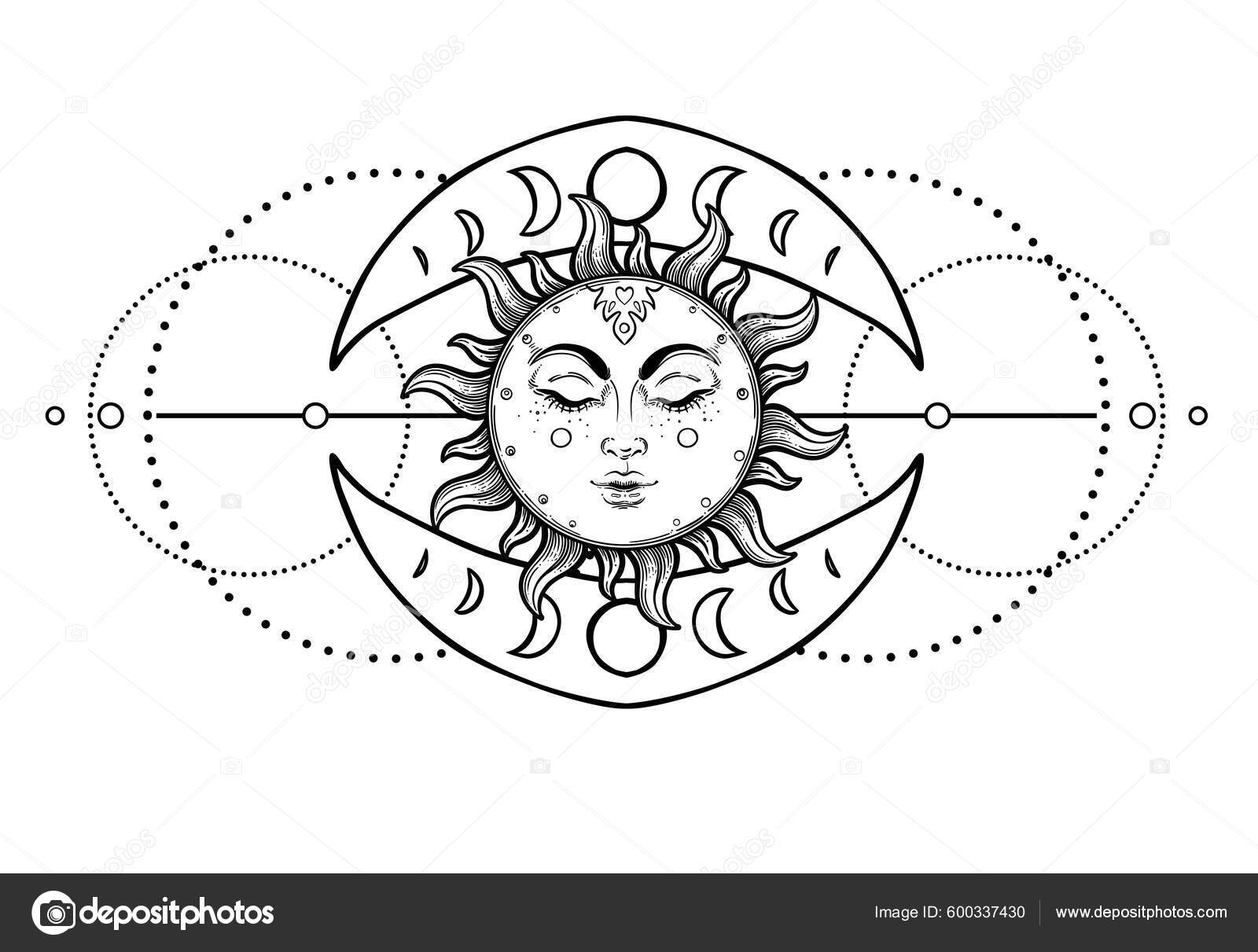Sun Triple Moon Pagan Wicca Moon Goddess Symbol Three Faced Stock ...