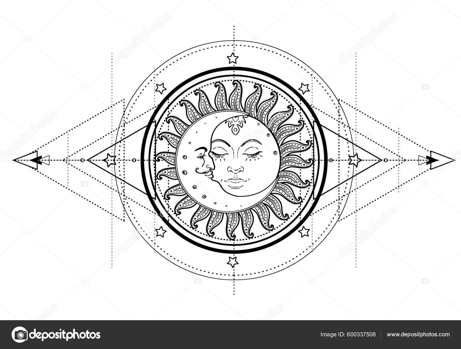 Sun Triple Moon Pagan Wicca Moon Goddess Symbol Three Faced Vetor de ...