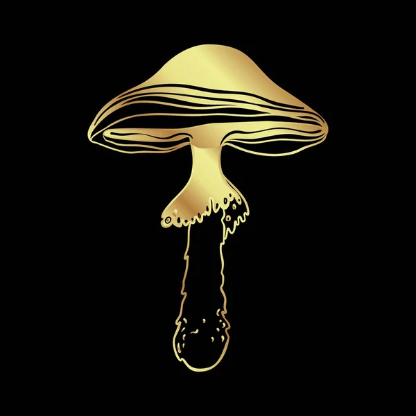 Magic Mushrooms Psychedelic Hallucination Gold Vector Illustration ...