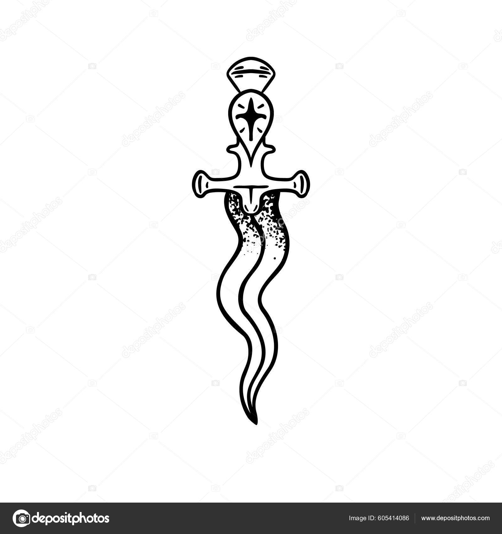 Occult Knife Ritual Dagger Vector Icon Shining Occult Knife Sharp Stock ...