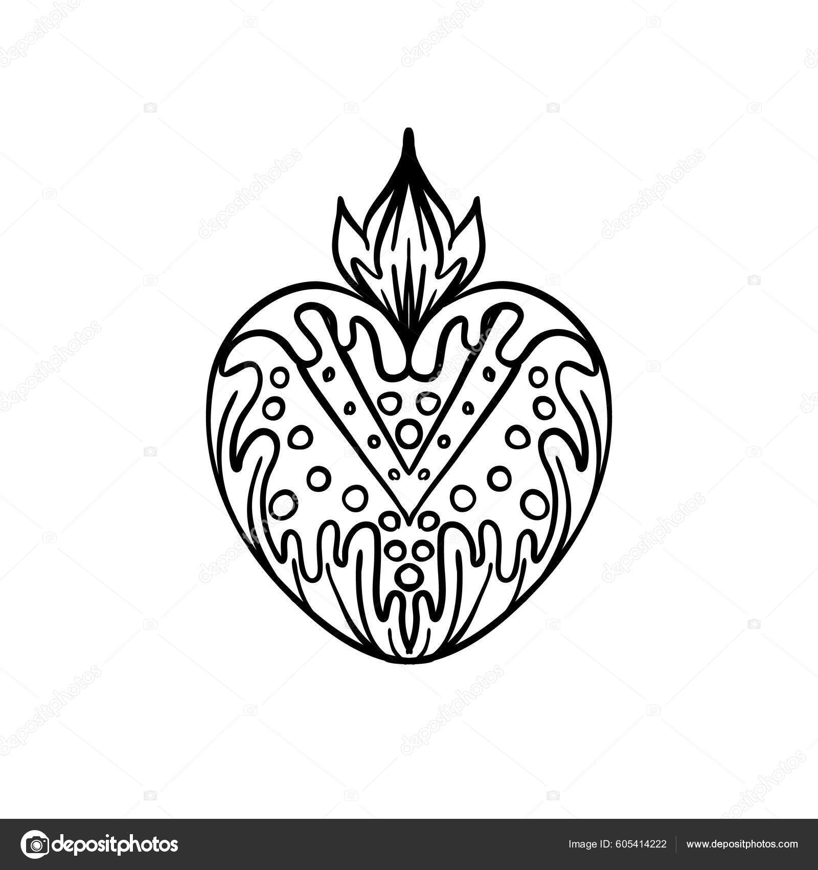 Medieval Style Heart Tattoo Vector Illustration Isolated White ...