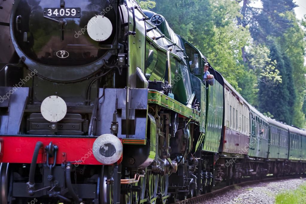 Rebuilt Bulleid Light Pacific No. 34059 steam locomotive – Stock ...