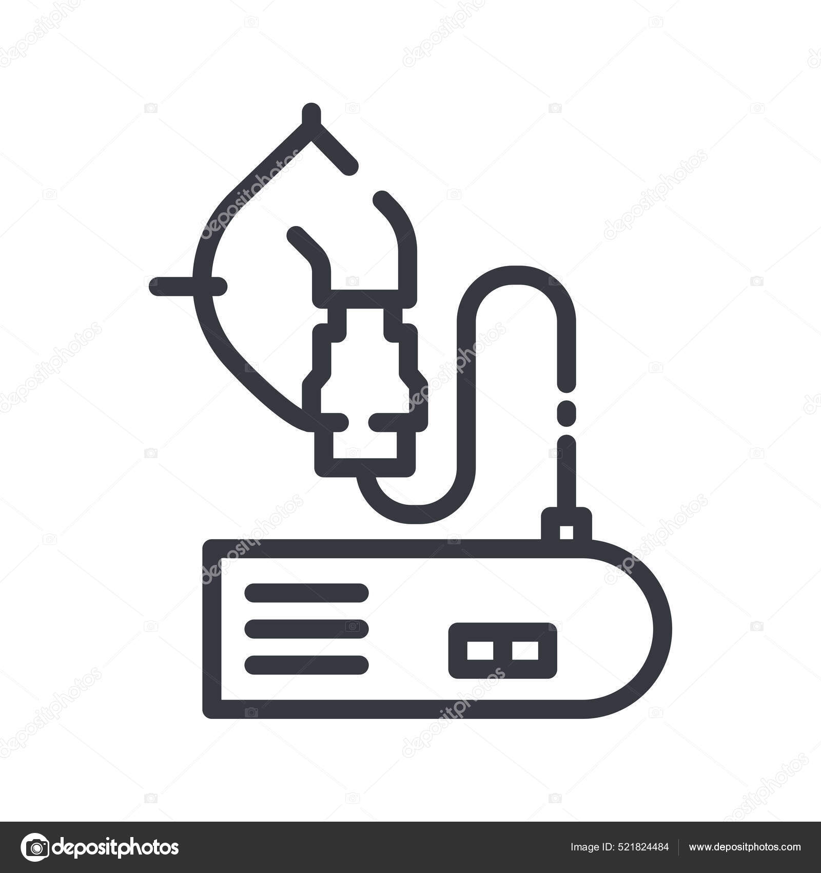 Line Icon Respiratory Face Mask Side View Nebulizer Symbol Isolated ...