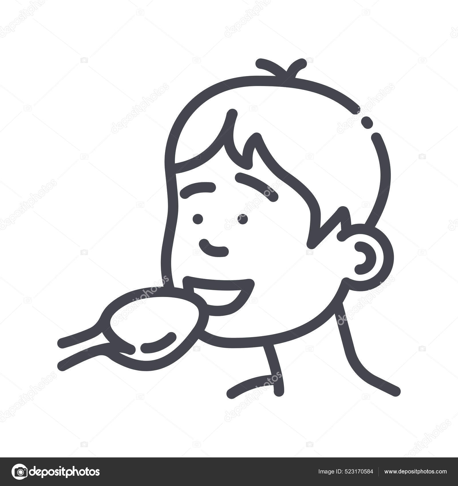 Vector Childhood Line Icon Isolated Transparent Background Child Eating ...