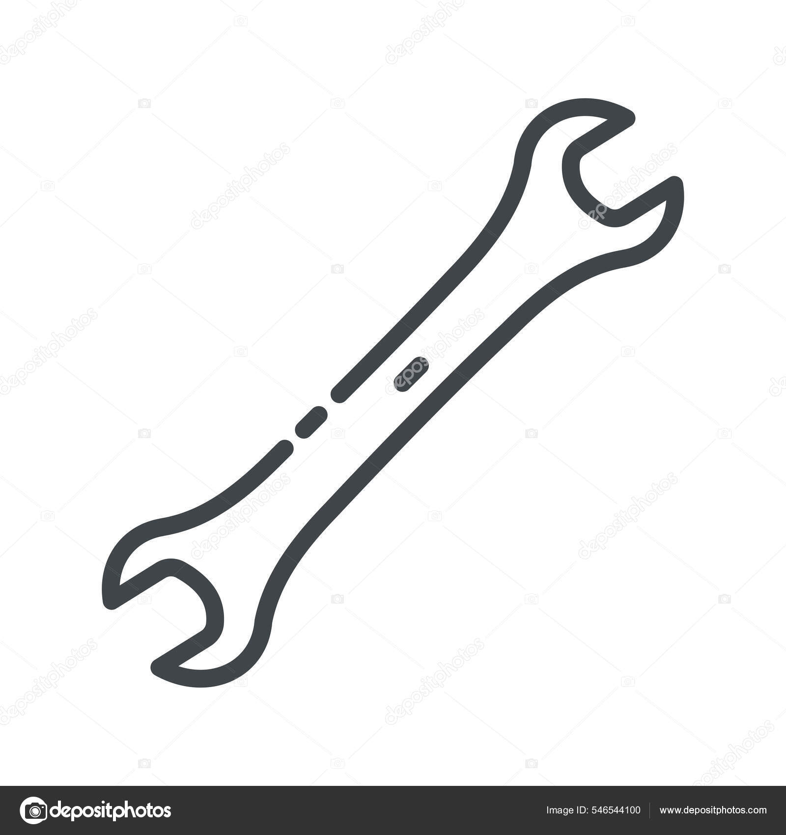 Wrench Line Icon Side View Isolated White Transparent Background Symbol ...