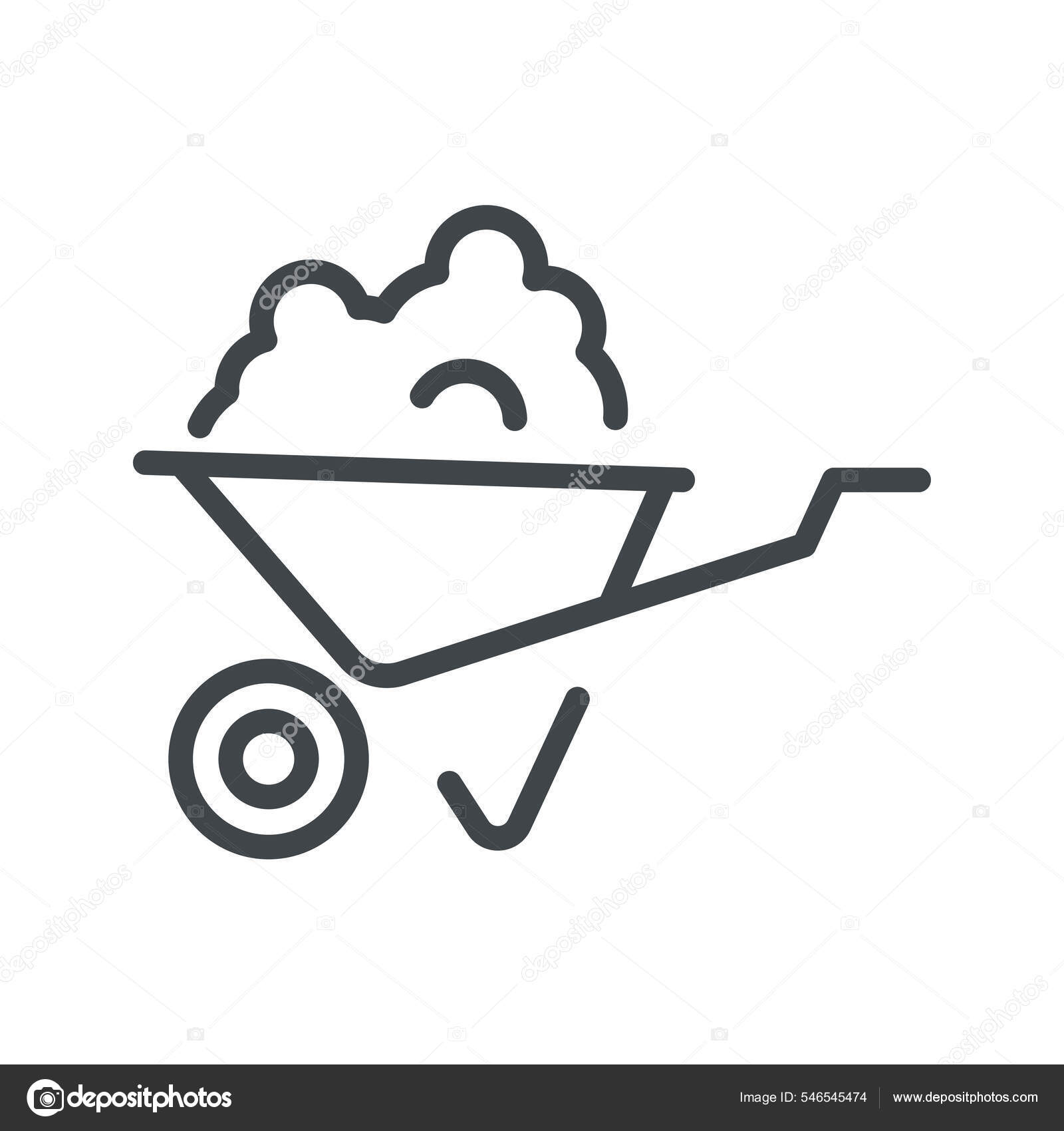 Image vectorielle Brouette Ligne Icône Vue Côté Isolé Sur Fond Blanc ...