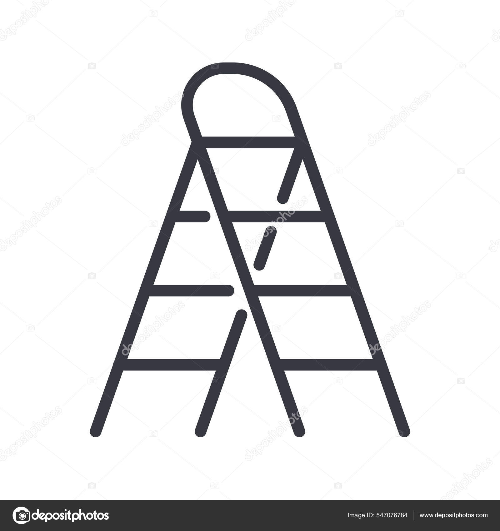 Step Ladder Line Icon Side View Isolated White Transparent Background ...