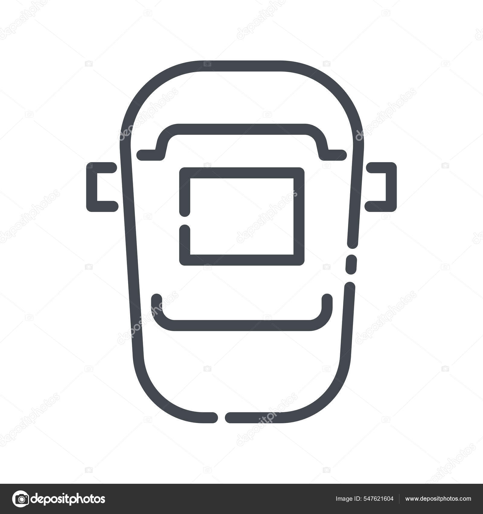 Line Schweißen Helm Symbol Frontansicht Isoliert Auf Weißem ...