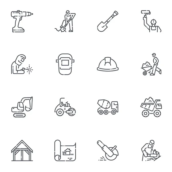 Set Vector Construction Line Icons Isolated White Transparent ...