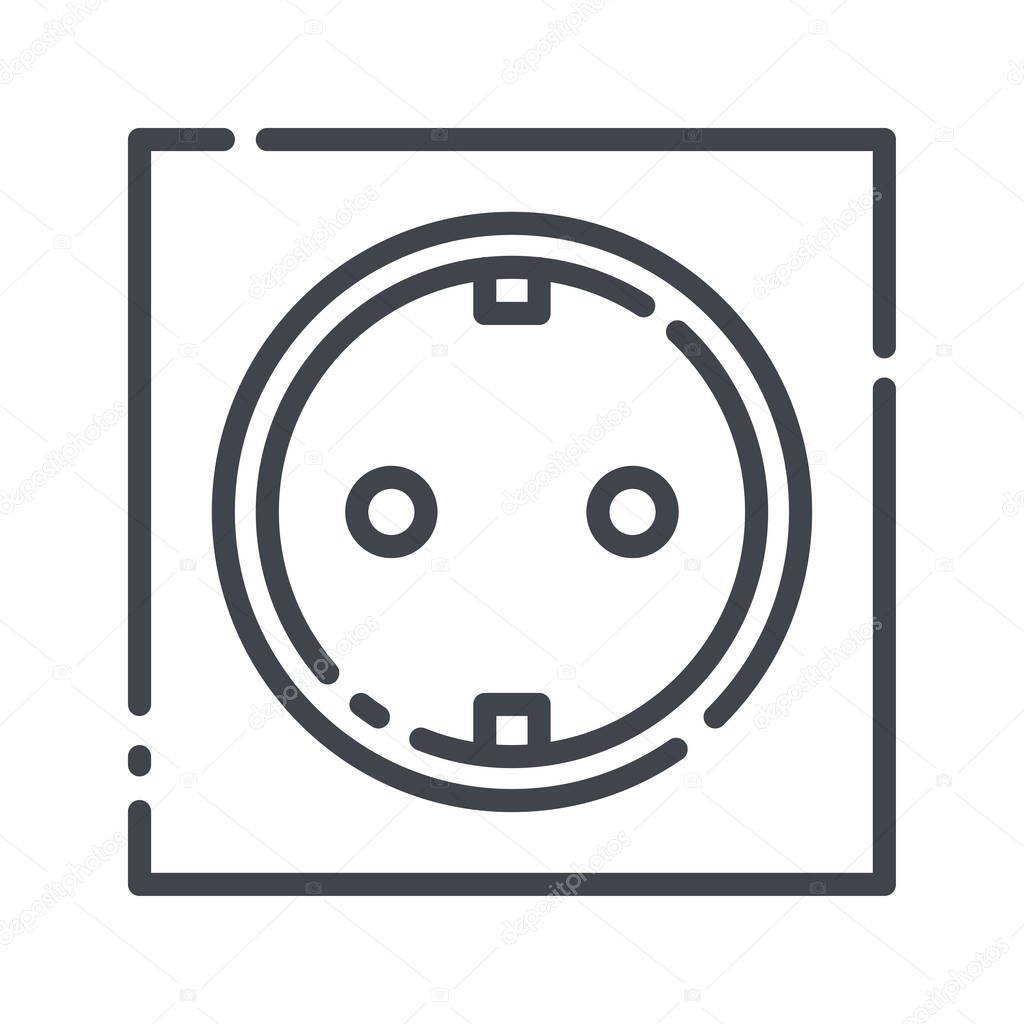 Icono de l nea de toma de corriente vectorial aislado sobre fondo transparente. S mbolo de ...