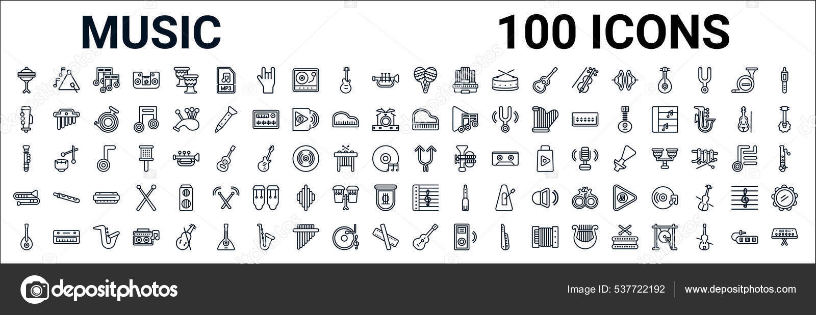 Outline Set Music Line Icons Linear Vector Icons Music Triangle Stock ...