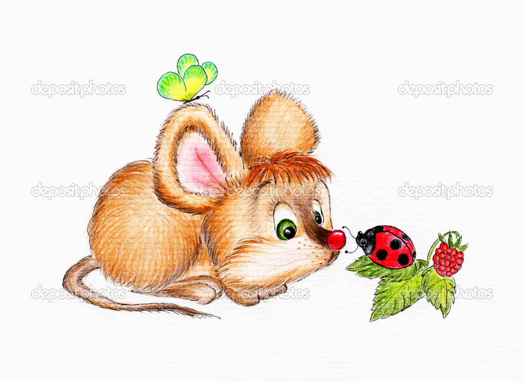 Mouse and ladybug Stock Illustration by ©Tchumak #43992921