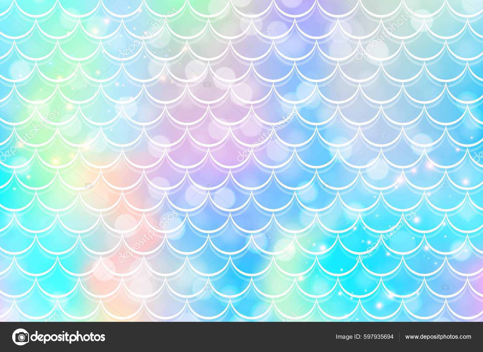 Mermaid Rainbow Background Scale Stars Iridescent Glitter Fish Tail ...