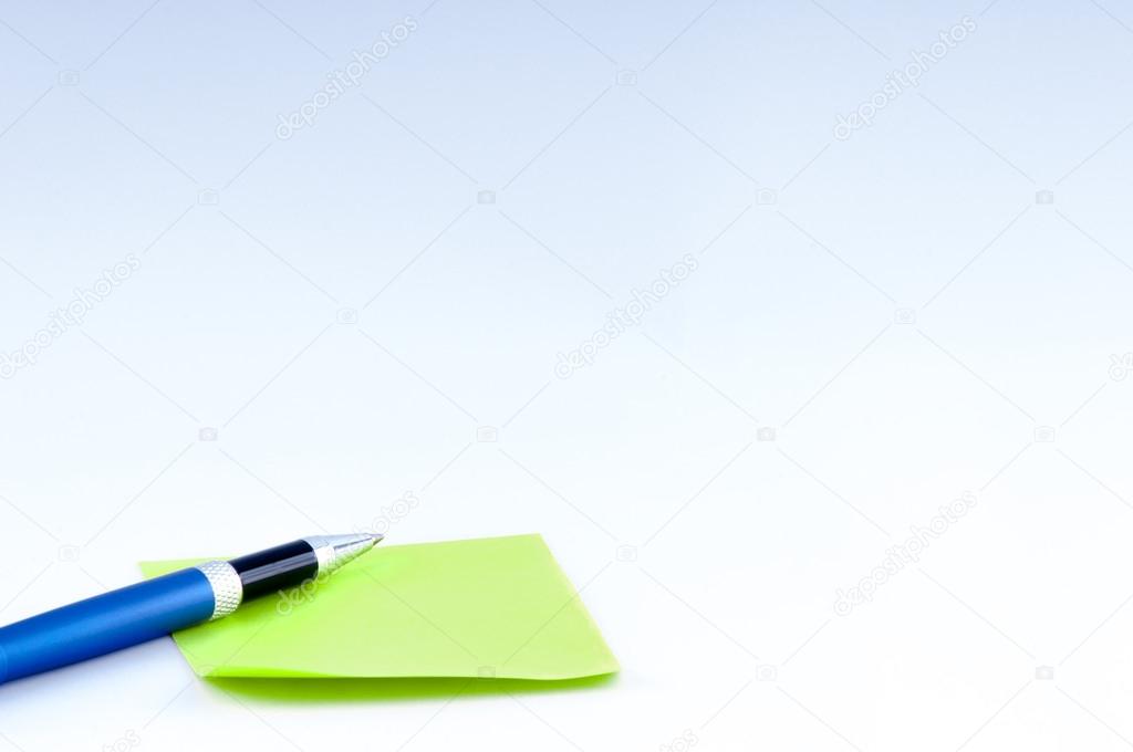 Blue pen and adhesive note. bottom left Stock Photo by ©mjamil81 37843843