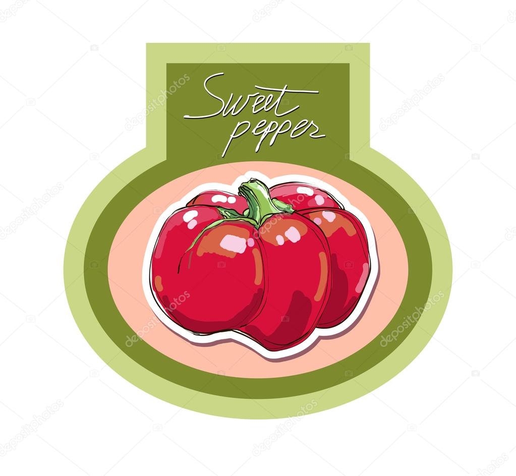 Vector hand drawing red sweet peppers Stock Vector Image by ...