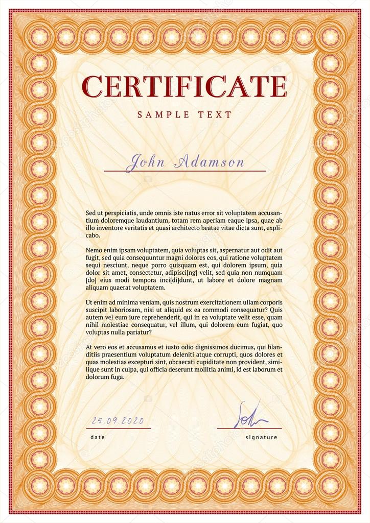 Modelo vetorial de certificado detalhado com elementos guilhochados ...