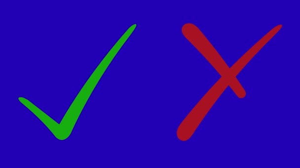 Loop Animation Check Mark Cross Blue Chroma Key Background — Stock ...