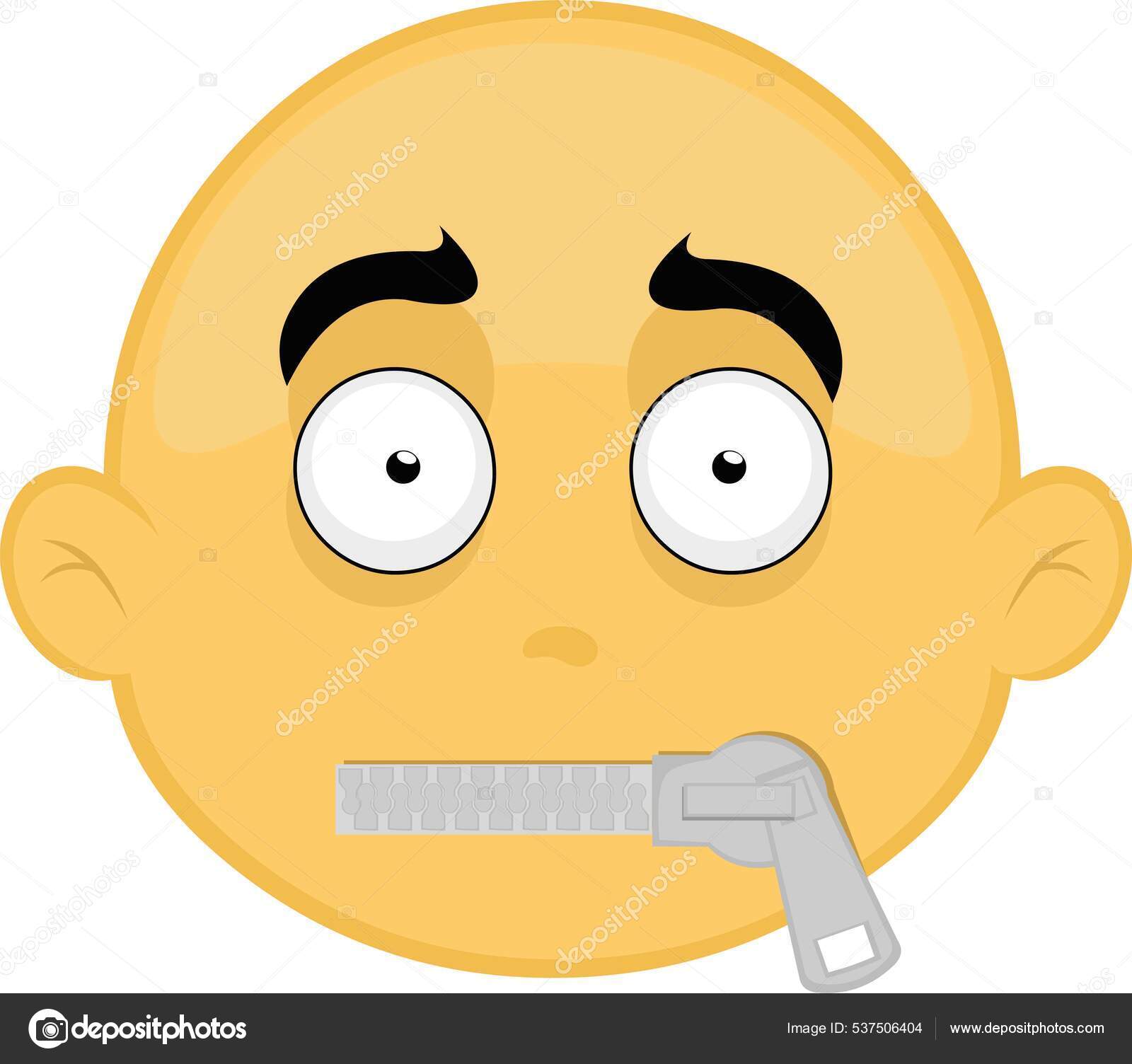 Vector Illustration Face Yellow Bald Cartoon Character Zipper His Mouth