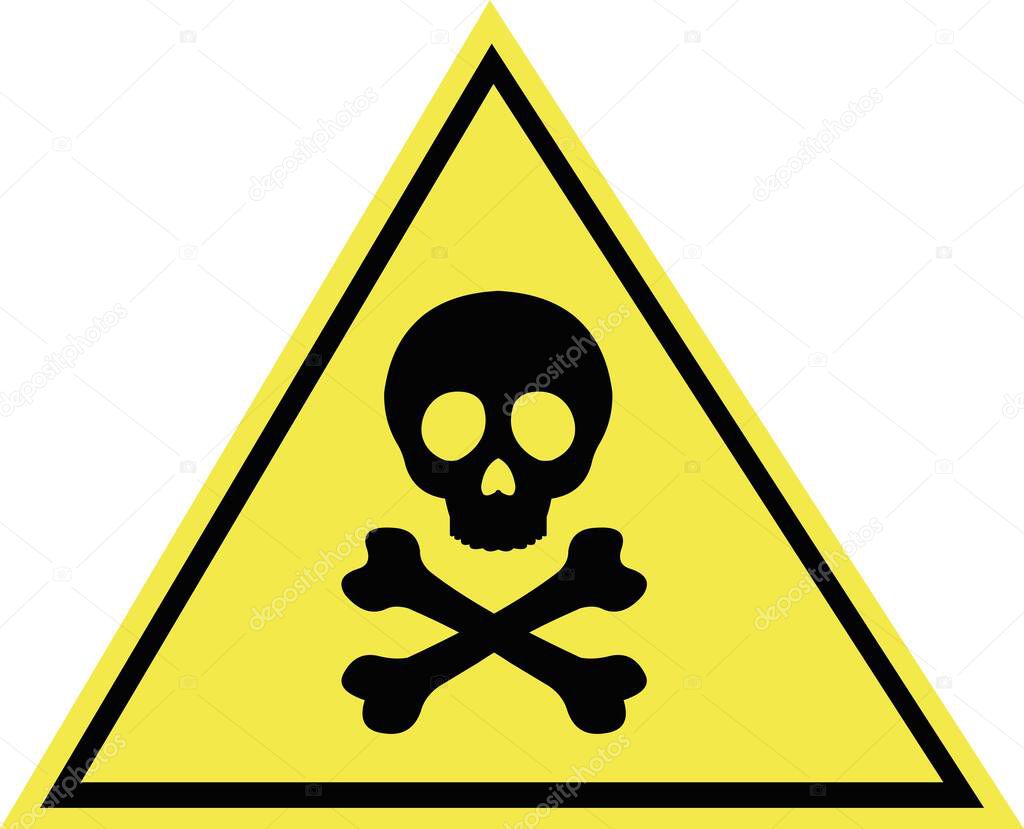 vector ilustración de símbolo con un cráneo en concepto de atención de ...