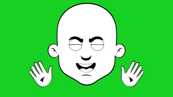 Loop Animation Face Cartoon Bald Man Flexing His Arms Contracting ...