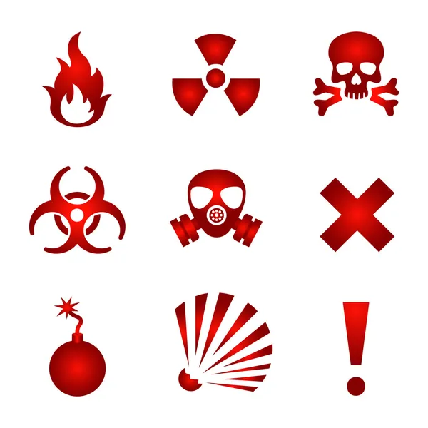 Colorful flat style hazardous waste symbols warning signs icons — Stock ...