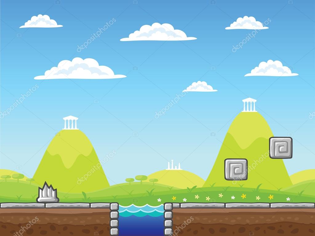 Summer landscape ⬇ Vector Image by © game_gfx | Vector Stock 38229011