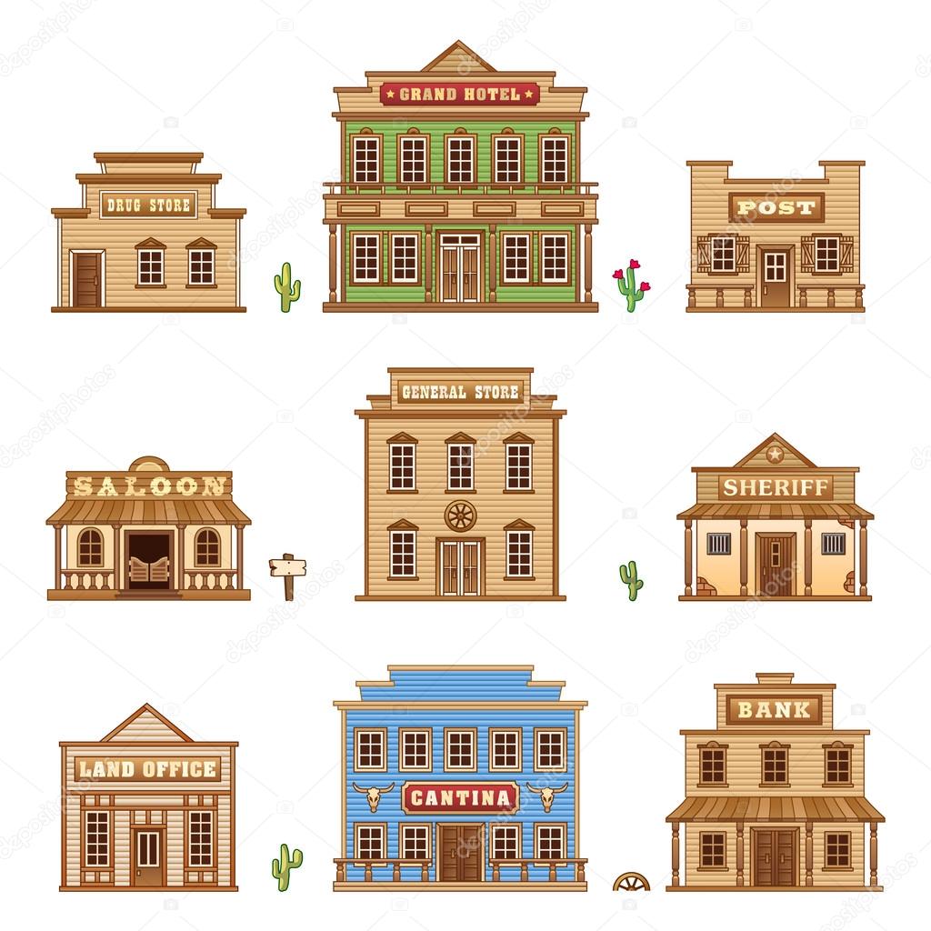 Wild West buildings — Stock Vector © game_gfx #38258035