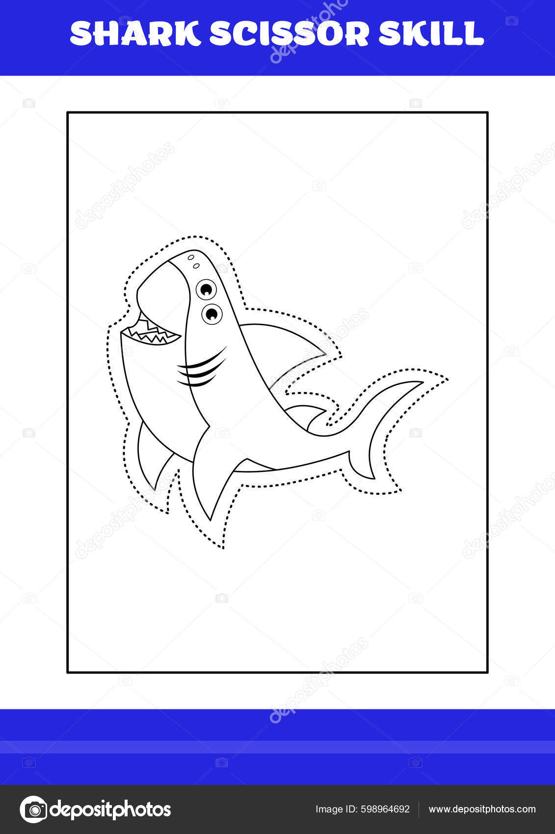 Shark Scissor Skills Kids Shark Scissor Skills Relax Meditation Vector ...