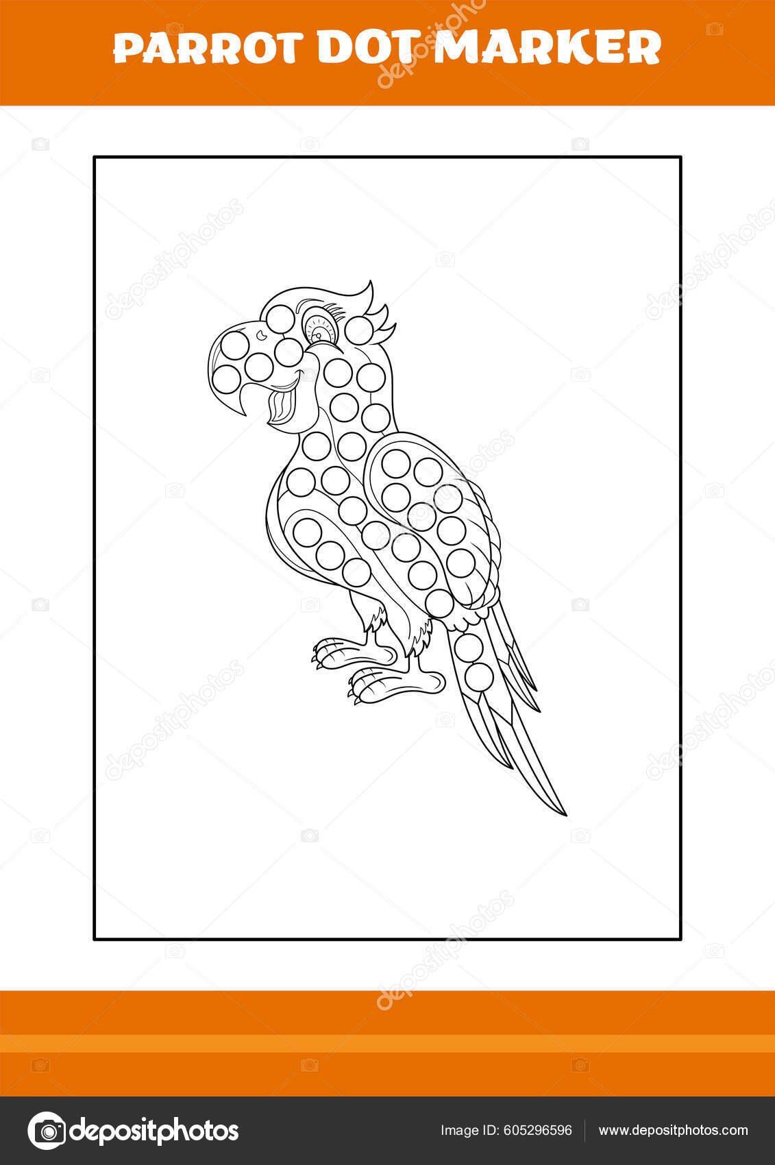 Vettoriale stockParrot Dot Marker Coloring Book Line Art Design Kids ...