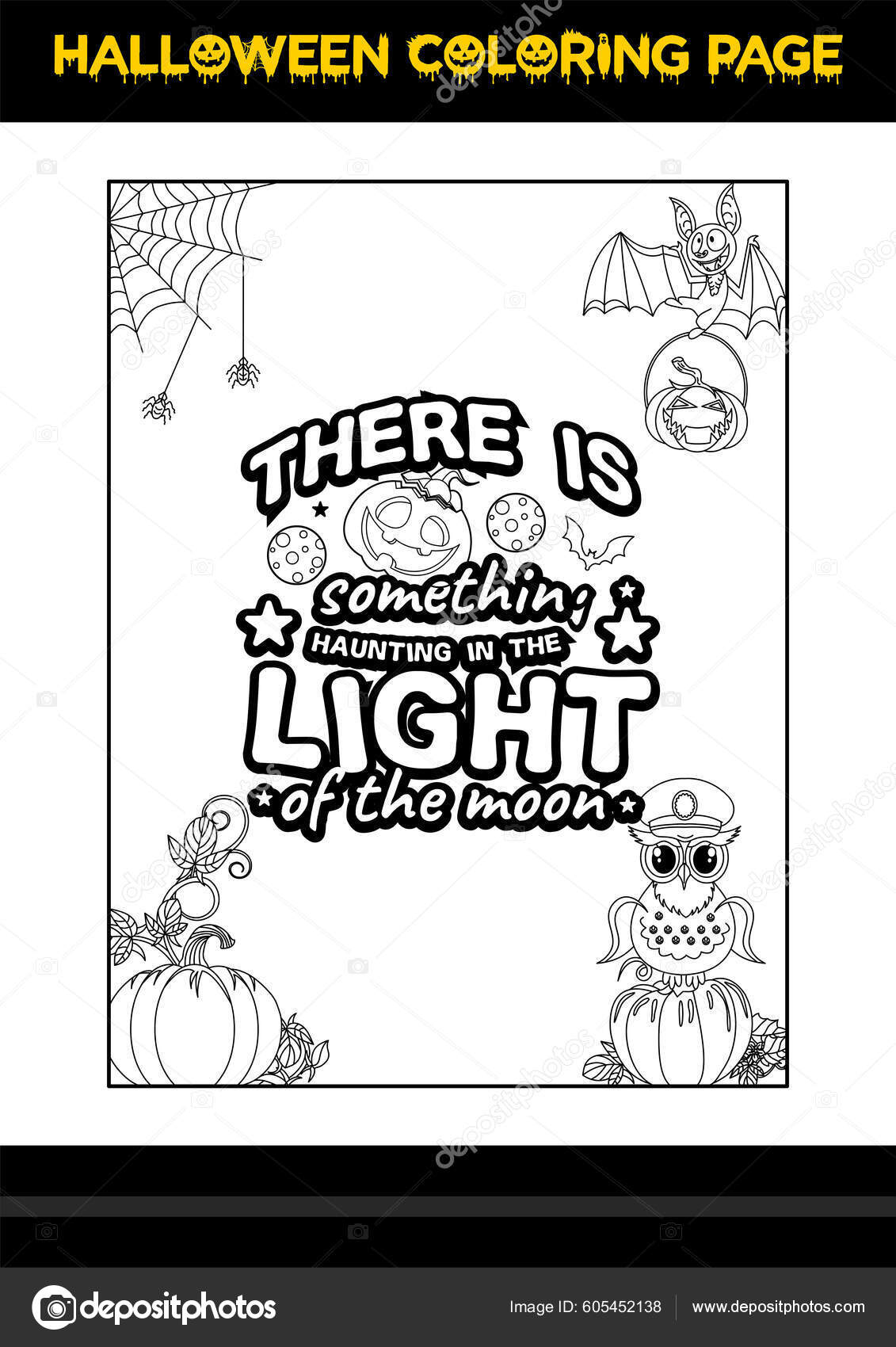 Halloween Quotes Coloring Page Halloween Coloring Page Kids图库矢量图作者：© ...