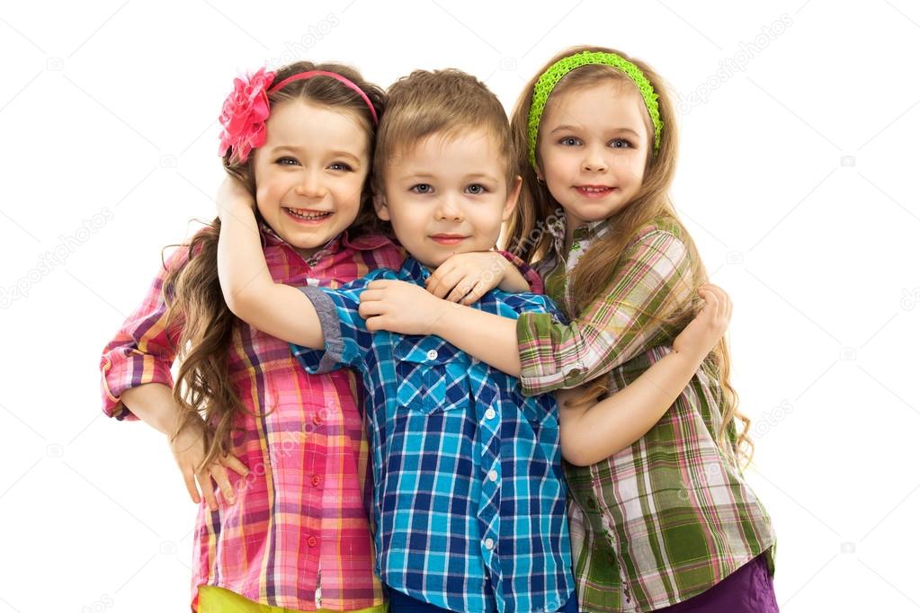 Fashion kids hugging each other — Stock Photo © SvetaOrlova #47580745