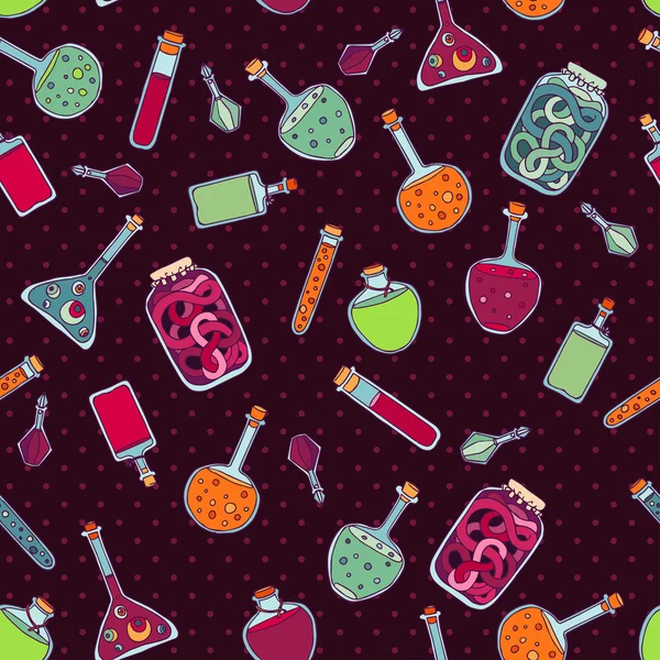 Alchemy laboratory equipment vector seamless pattern. — Stock Vector ...