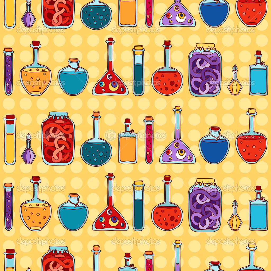 Alchemy laboratory equipment vector seamless pattern. — Stock Vector ...