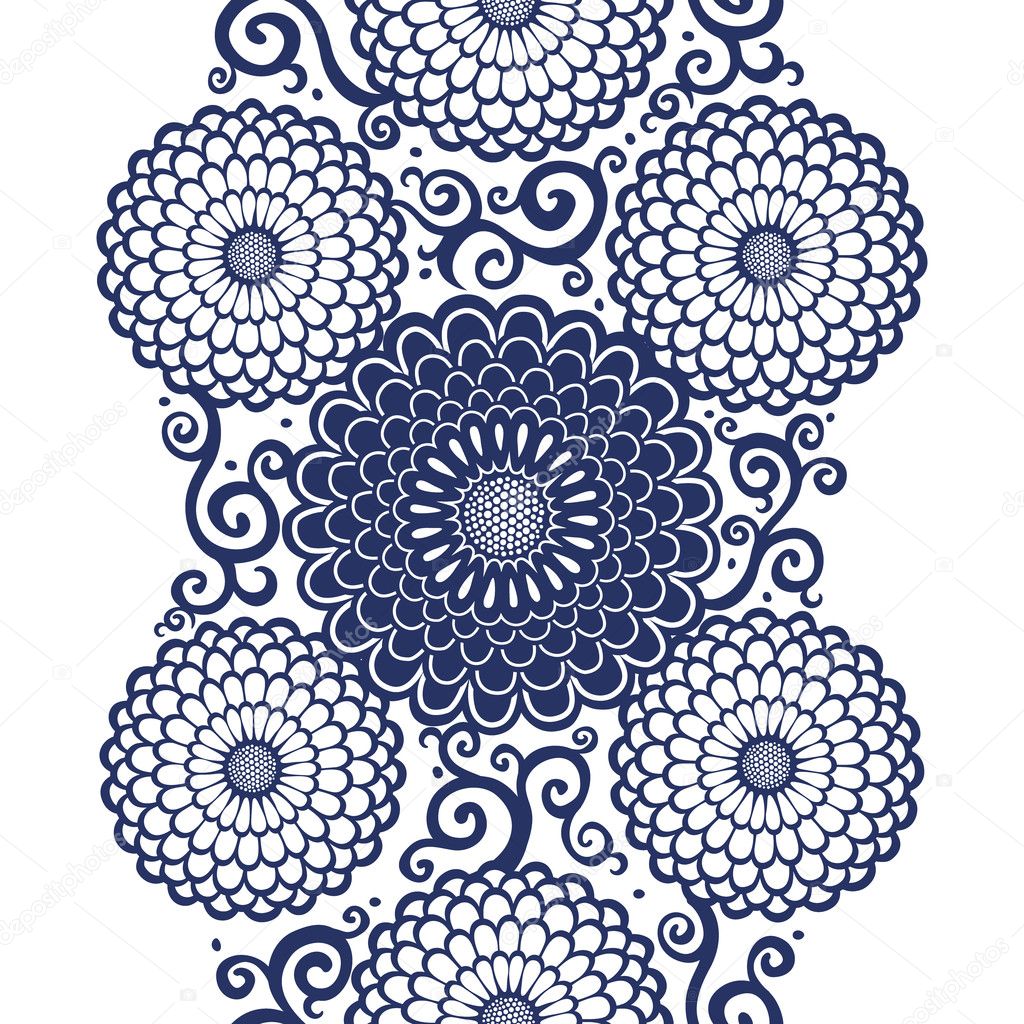 Seamless border with flowers and curls — Stock Vector © AnnaPoguliaeva ...