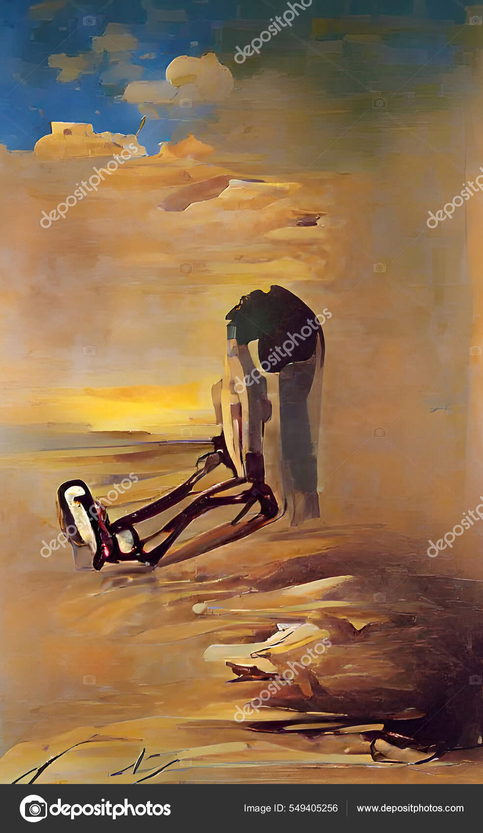 Abstract Digital Painting Human Loneliness Modern Art Creative ...