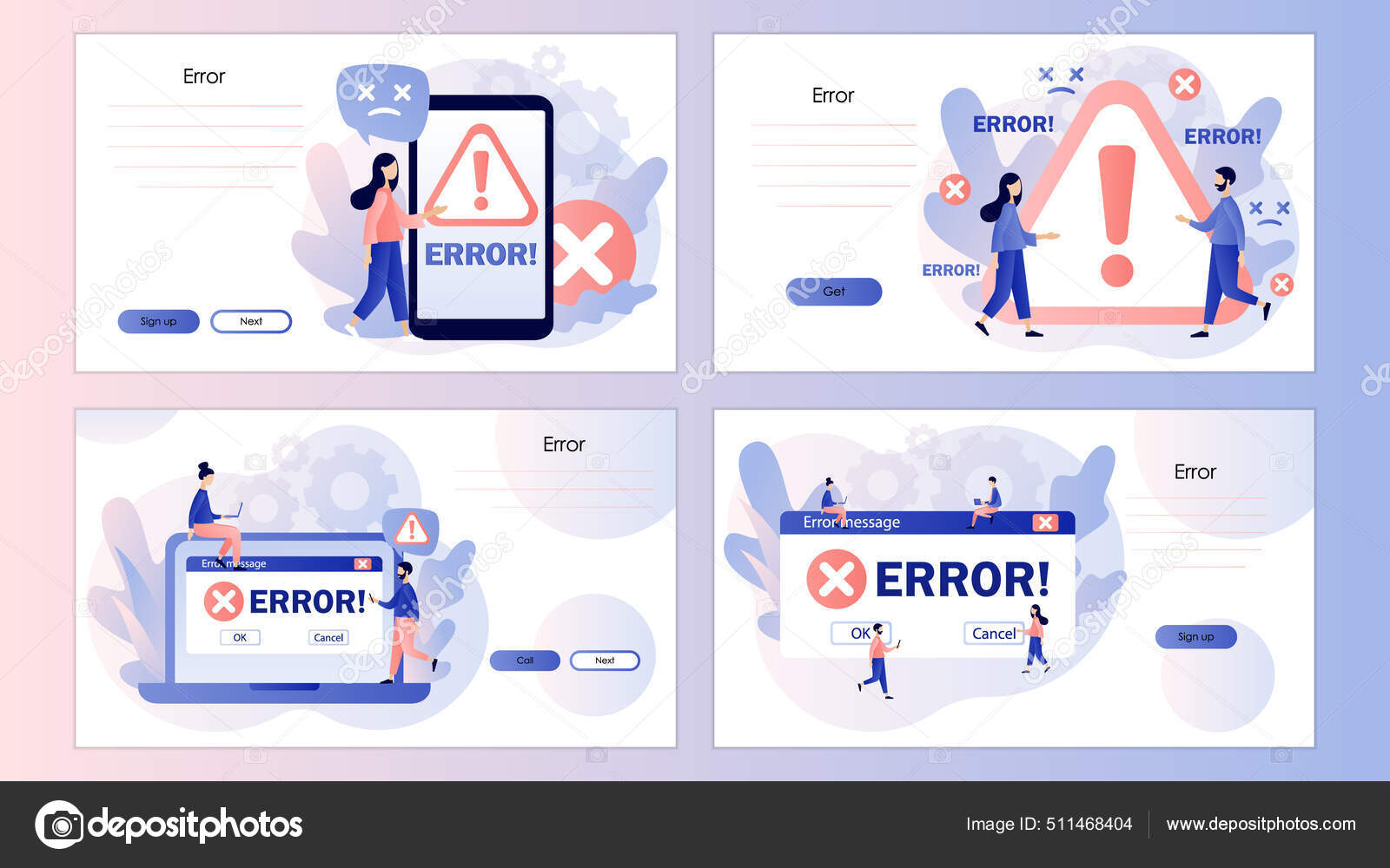 Error Message Tiny People Examining Operating System Error Warning