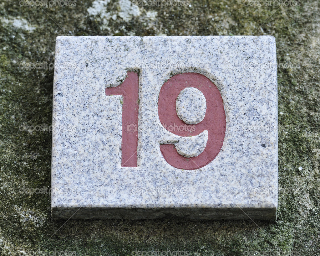 Number 19 in granite plate — Stock Photo © avarand #38384155