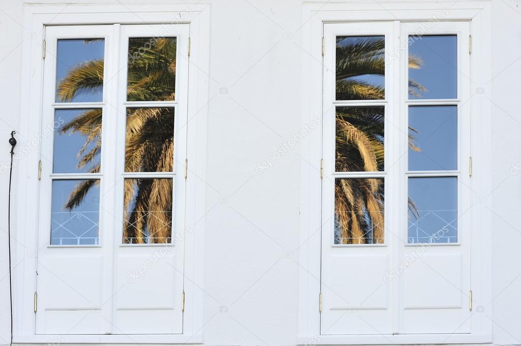 Antique facade with white windows wood ⬇ Stock Photo, Image by ...
