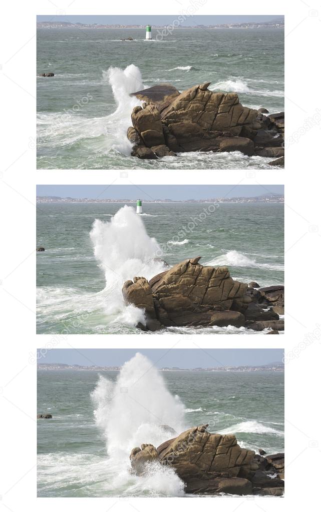 Atlantic Coastal and temporal power of the waves Stock Photo by ...