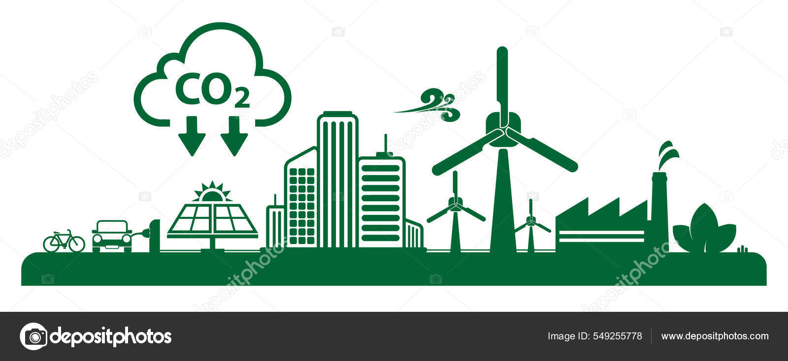 Reducing Co2 Emissions Stop Climate Change Green Energy Background ...