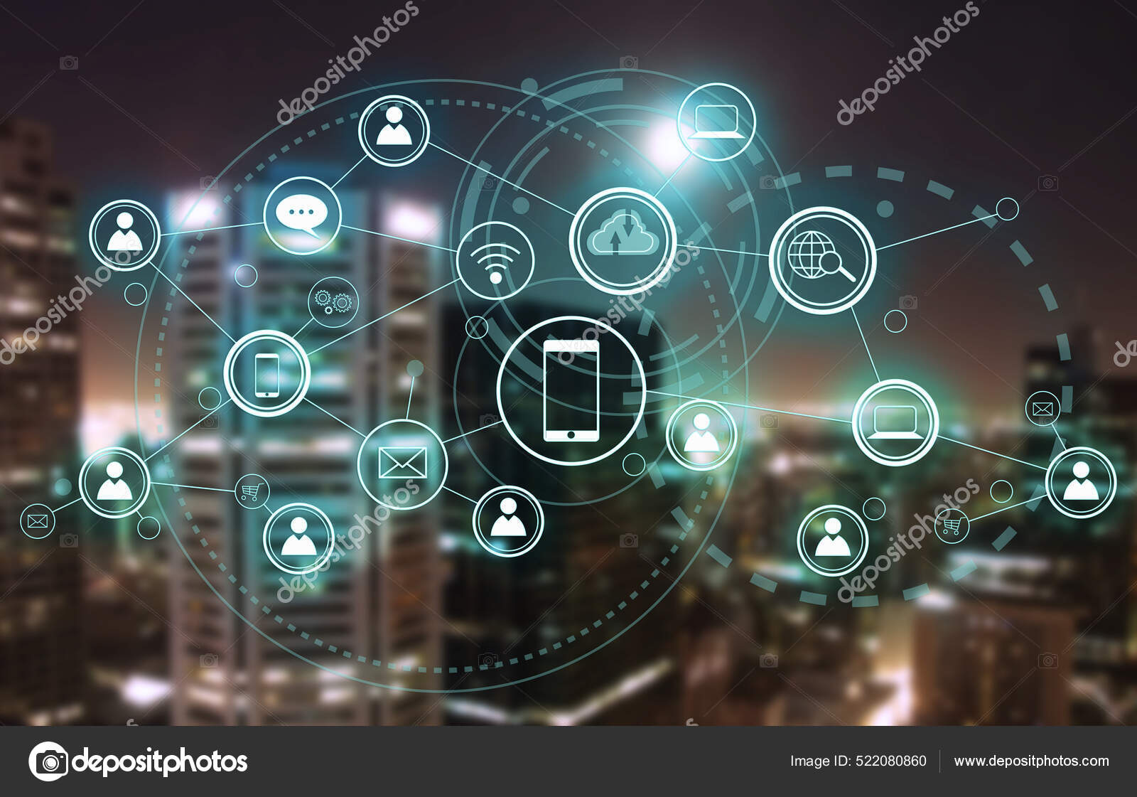 People Technology Concept Global Communication Icon Network Connections ...