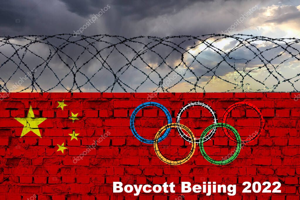 Boicot Beijing 2022. Juegos Olímpicos, los anillos olímpicos en forma ...
