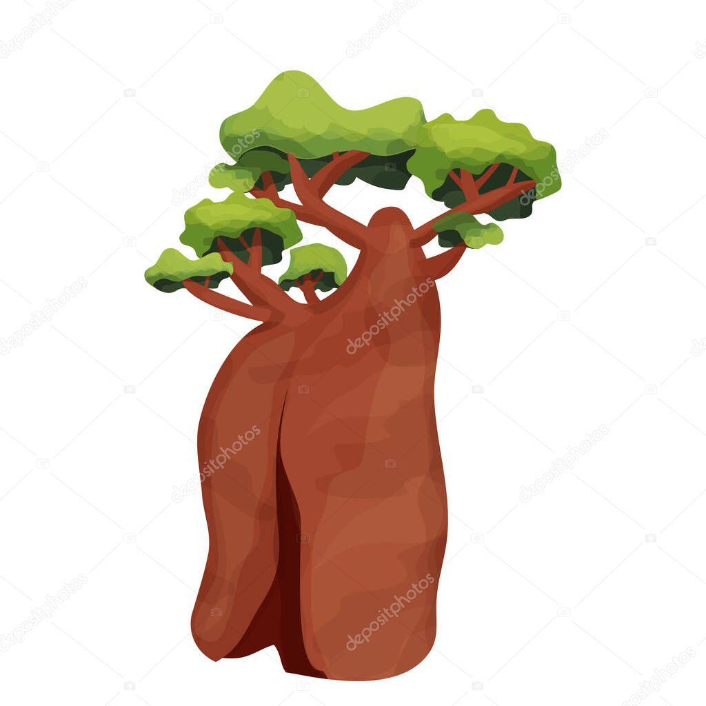 Baobab o árbol de pan de mono africano en estilo de dibujos animados ...