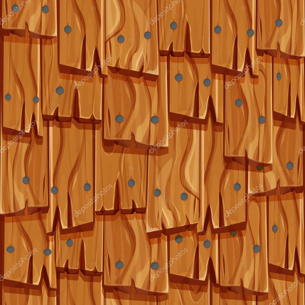 Cubierta de techo de madera vieja de tablones con clavos, fondo de ...